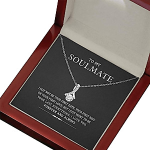 Soulmate Necklace for Wife, Girlfriend | To My Soulmate Necklace for Women | Luxurious Gift Box | Ideal for Valentine's Day, Christmas, Birthdays | Elegant 14k White Gold over Stainless Steel