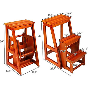 Ottoman,Indoor Climbing Stool,Step Ladder Home Step Stools Stairway Chair Step Stool Small Foot Stools Seats Wooden Ladder Staircase Multifunctional Folding Portable Household Closet Step