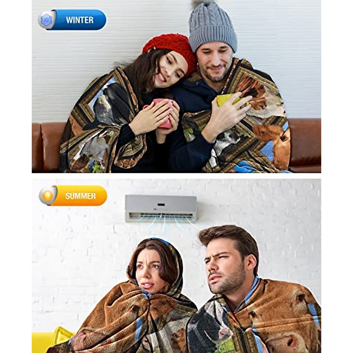 Farm Cow ​Blanket - Fleece Throw Blanket for Couch Super Soft Cozy Bed Blanket Lightweight Plush Fuzzy Lap Blankets and Throws for Sofa, 50 x 60 Inch, Gift for Animal Lover