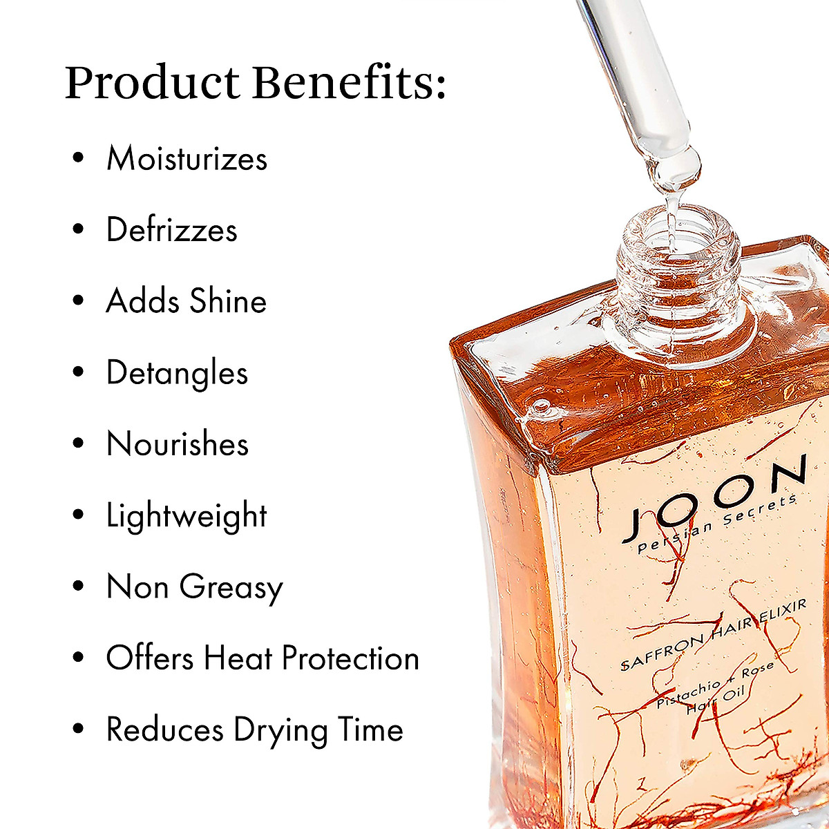 Joon Saffron Hair Elixir Pistachio + Rose Hair Oil, 1.11 Fl. Oz.