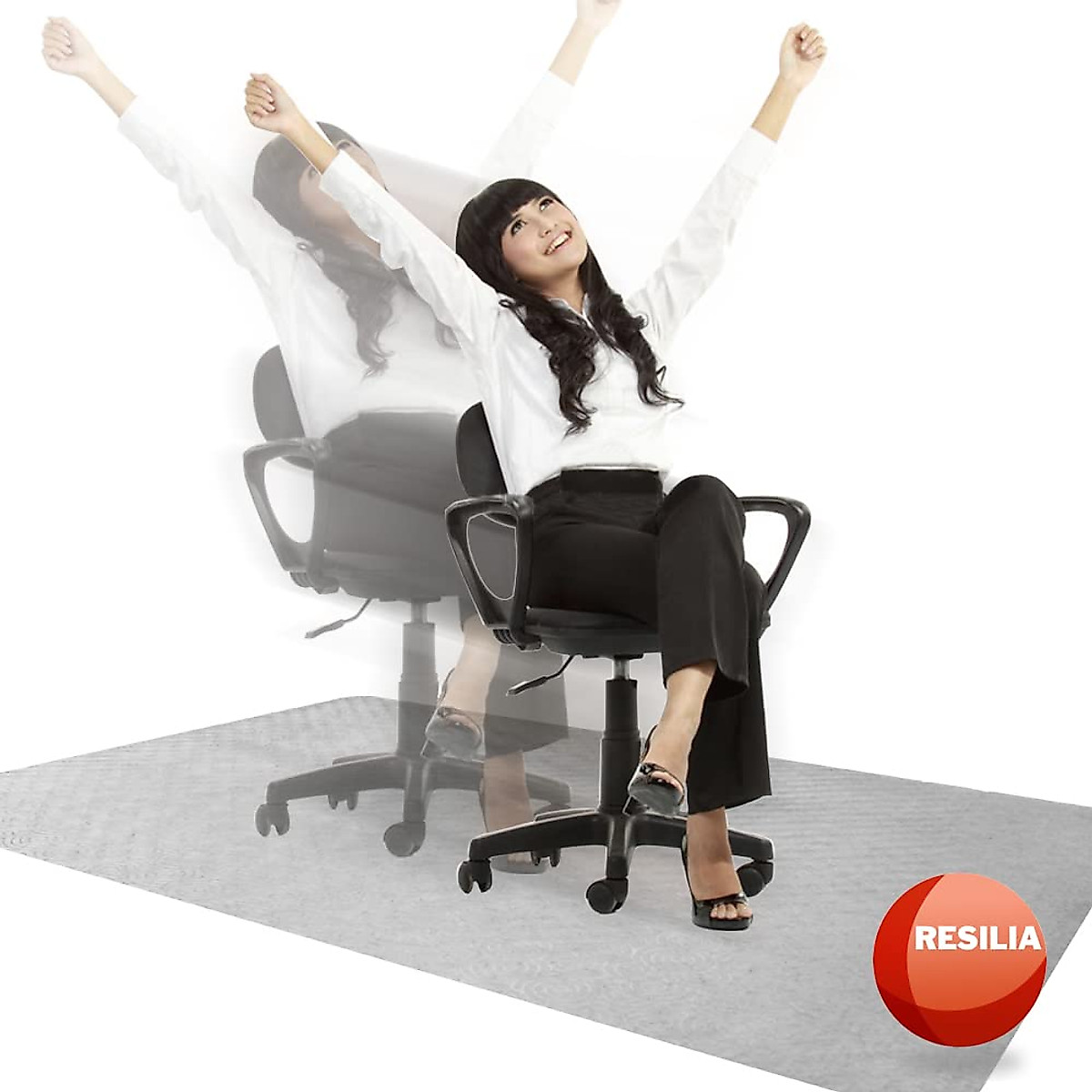 Resilia Office Desk Chair Mat - for Low Pile Carpet ( with Grippers ) Updated Clear Swirl Spiral Pattern, 36 Inches x 48 Inches, Made in The USA