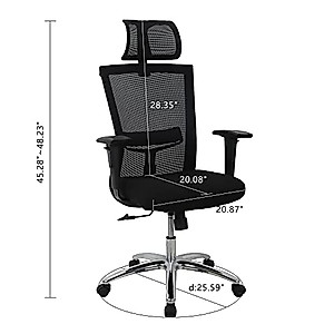 Home Ergonomic Office Chair Mesh Office Chair with Wheels，Office Desk Chair with Lumbar Support Armrest Executive Rolling Swivel Adjustable Height Mid Back Task Chair for Adults, Black