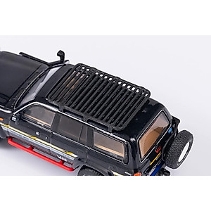 FloZ for KengFai for Toyota for Land Cruiser for LC80 Off-Road Vehicle Pearl Black Off Road Edition 1:64 Truck Pre-Built Model