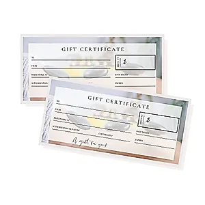 Blank Gift Certificates | 30 Pack | 3.75 x 8.25" inch Size Gift Card | Massage Therapy Supplies | Spa Supplies | Small Business Gift Certificate | Massage Therapy Hot Stone Design