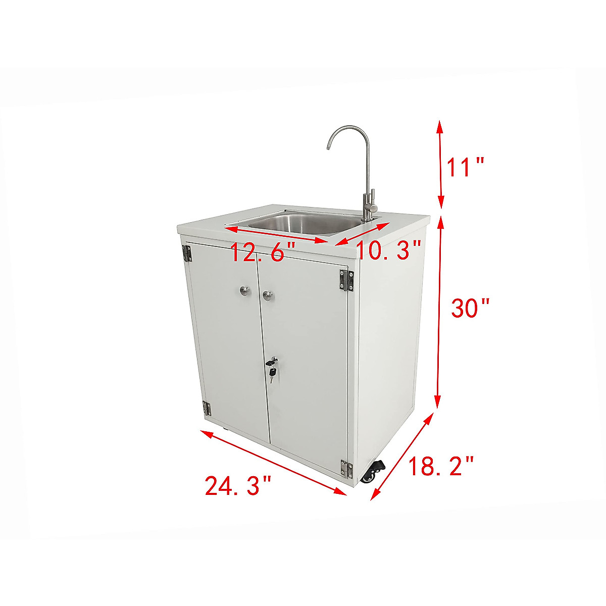 Steel Cabinet Portable Sink Self Contained Hand Wash Station Mobile Sink Water Fountain Water Supply 110V/12V Powered Built-in Pump Water Jugs NOT Included 24 X 18 X 30" Cabinet Size 10094-NPF