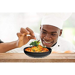 Bruntmor Ceramic Bowls, For Salad, Soup, Pasta Bowl Set Of 6 Serving Plates. 24 Oz Porcelain Baking Skillet With Handles. Safe For Oven, Microwave, Dishwasher. Serving Christmas Dish. Matte Black