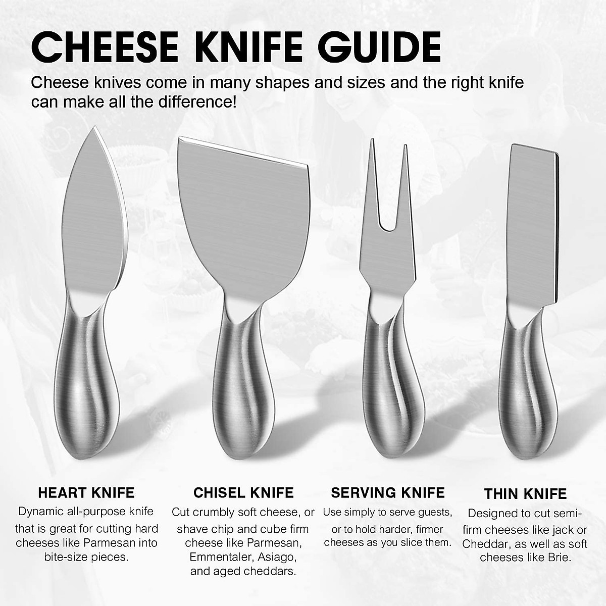 WoneNice Oval Cheese Board Set with Hidden Cutlery Drawer and 4 Stainless Steel Knife & 4 Cheese Forks, 16X13 inches Extra Spaces Serving Board, Gifts for Christmas, Birthday/Parties, Wedding/Annivers