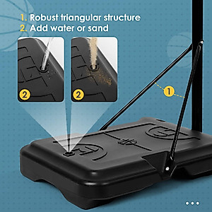 Portable Basketball Hoop, Adjustable Height, 28 inches Backboard Free Standing System w/Wheels Outdoor Indoor Basketball Training for Teenager, Black