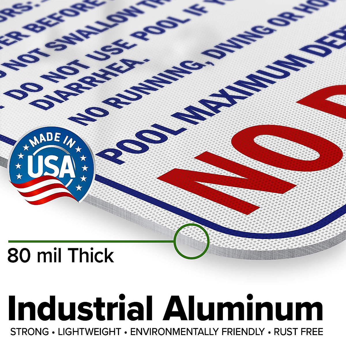 Pool Rule Sign, 12x18 Inches, 3M EGP Reflective, Rust Free .063 Aluminum, Fade Resistant, Made in USA by My Sign Center