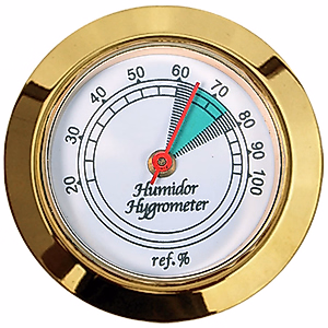 Medium Round Analog Hygrometer Humidity Gauge for Humidors - Color: Gold