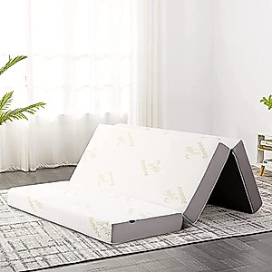 Inofia Folding Mattress, 4 Inch Memory Foam Trifold Mattress with Ultra Soft Bamboo Cover, Non-Slip Bottom & Breathable Mesh Sides, Foldable Guest Mattress, Single Size (75" x 25" x 4")