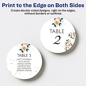 Avery Round Cards with Sure Feed Technology, 4" Diameter, Matte White, 75 Round Cards Total, Print-to-the-Edge, Laser/Inkjet Printable Cards (35007)