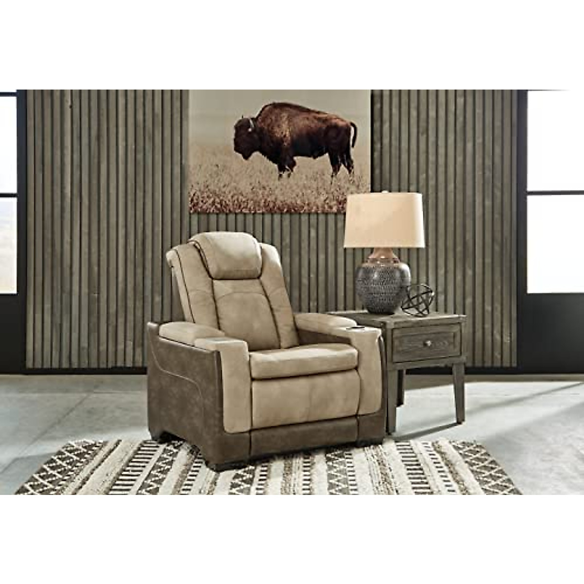 Signature Design by Ashley Next-Gen DuraPella Power Recliner with Adjustable Headrest, Sand & Next-Gen DuraPella Power Reclining Sofa with Adjustable Headrest, Sand