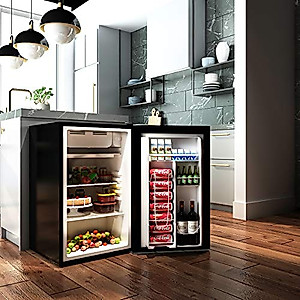 COSTWAY Compact Refrigerator, 3.2 cu ft. Mini Refrigerator Unit Small Single Door Freezer Cooler Fridge for Dorm, Office, Apartment (Black)