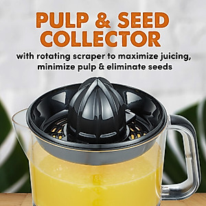 Elite Gourmet ETS623 BPA-Free Electric Citrus Juicer, Compact, Large Volume, Pulp Control, Oranges, Lemons, Limes, Grapefruits with Easy Pour Spout, 24oz, Black/Stainless Steel