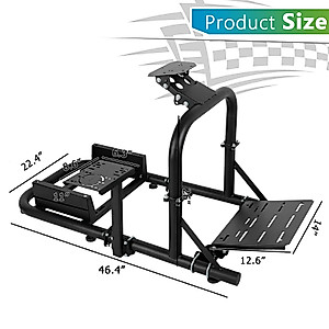 Hottoby G29 Racing Simulator Cockpit 50mm Large Round Tube Driving Gaming Cockpit Adjustable Fits for Logitech Thrustmaster Fanatec PC PS4 Xbox,Seat,Hand Brake,Pedals,Steering Wheel Not Included