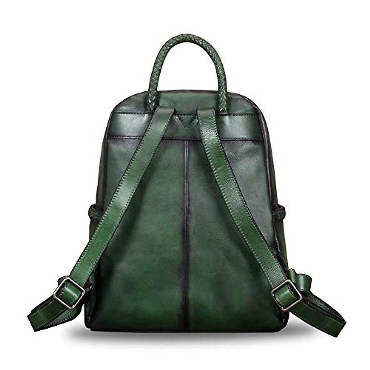 Genuine Leather Backpack for Women Vintage Handmade Casual Knapsack Satchel Cute Bagpacks Daypack Purse (DarkGreen)