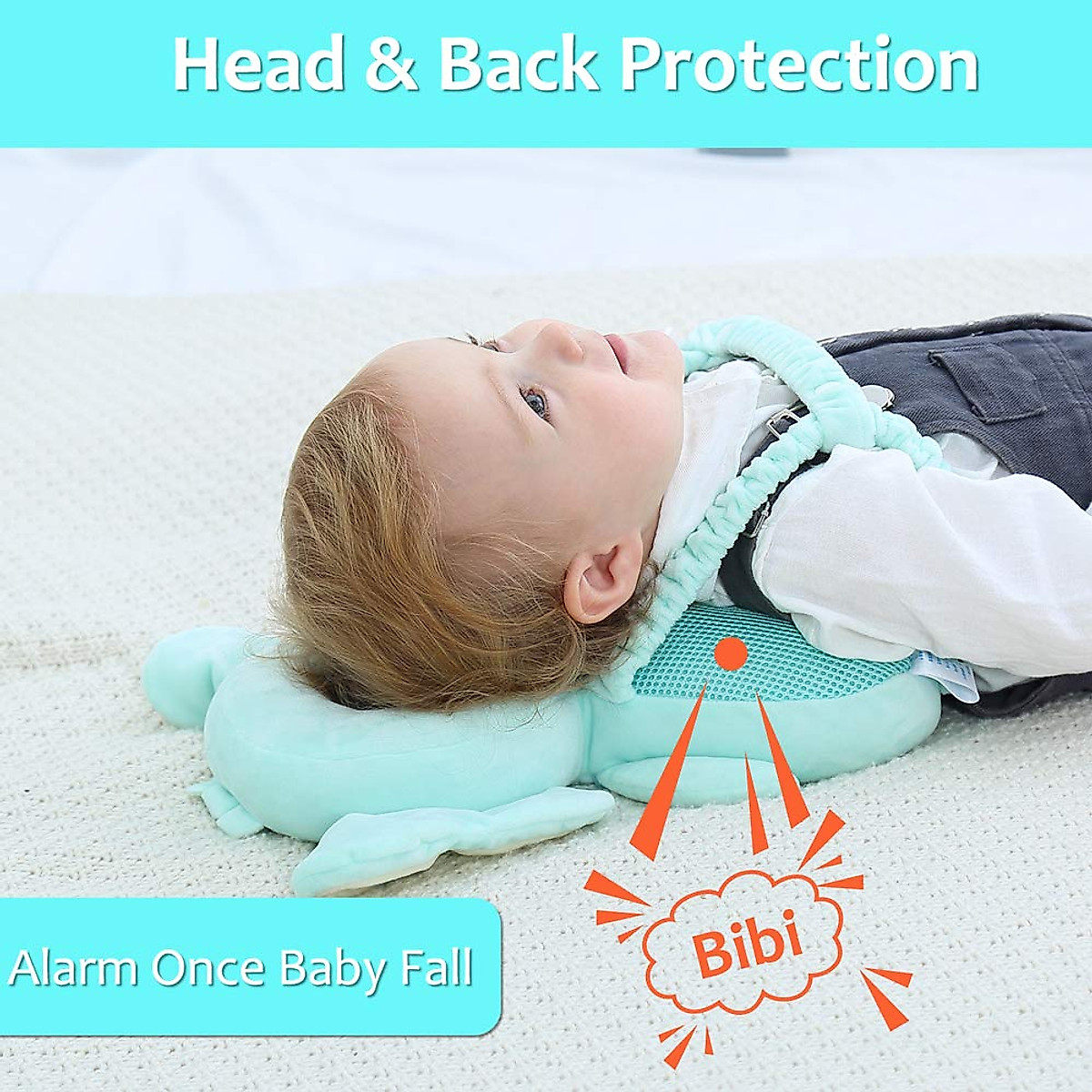 Baby Head Protector & Baby Knee Pads for Crawling, Toddlers Head Safety Pad Cushion Adjustable Backpack, Baby Back Protection for Walking & Crawling, for Age 5-24months, Cute Elephant