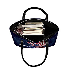 Leather Tote Bag for Women Patriotic Flying Eagle Waterproof Shoulder Bag Big Capacity PU Leather Handbag Large Purse for School Work Gift Shopping