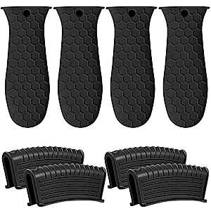 8 Pack Cast Iron Handle Cover, Silicone Hot Handle Holder, Assist Handle Holder, Non-Slip Pot Holder Sleeve, Pot Handle Covers Heat Resistant Potholder Cookware Silicone Cast Iron Handle Cover