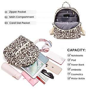 LOVEVOOK Mini Backpack for Women Light Weight Small Waterproof fashion Backpack Purses Daily Backpack Leopard