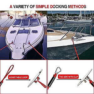 Bungee Dock Line Boat Accessories - Pontoon, Jet Ski, Kayak Accessories with 316 Stainless Steel Clip