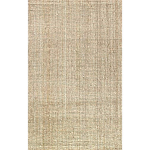 JONATHAN Y NFR103A-8 Hiro Hand Woven Chunky Jute Indoor Area -Rug Bohemian Farmhouse Easy -Cleaning Bedroom Kitchen Living Room Non Shedding, 8 X 10, Ivory