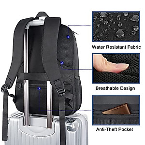 DEEGO Business Backpack for Men, TSA Approved Laptop Backpack for Men with USB Charging Port, Water Resistant Durable Anti Theft Work Backpack for Men Women Fits 15.6 Inch Laptop, Black