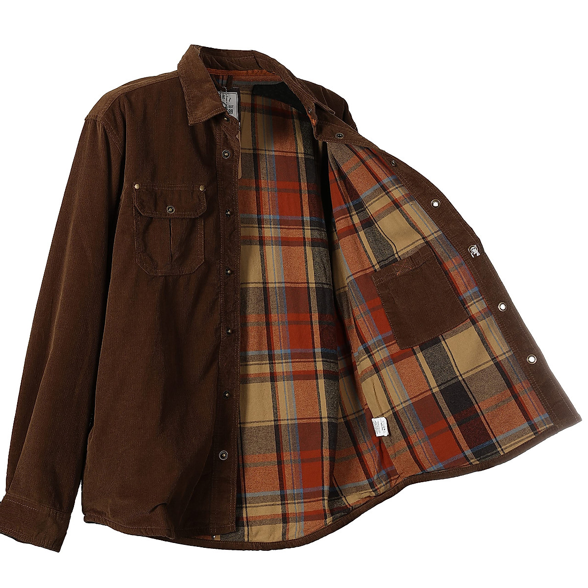 Gioberti Men's 100% Cotton Extremely Soft Corduroy Shirt Jacket with Flannel Lining, Camel, L