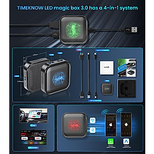 Wireless Carplay & Android Auto Adapter with Netflix YouTube Tiktok, Upgrade LED Wireless Android Auto Adapter HDMI Dongle for Phone to Miracast/Stream Media to Car/TV, for OEM Wired CarPlay Car