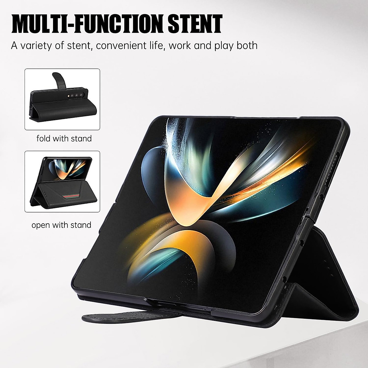 Phone Flip Case Kickstand Case for Samsung Galaxy Z Fold 4 5G Case,Premium PU Leather Wallet Case with Card Holder,Magnetic Closure Shockproof Case Full Body Protection Phone Cover Case phone protecti