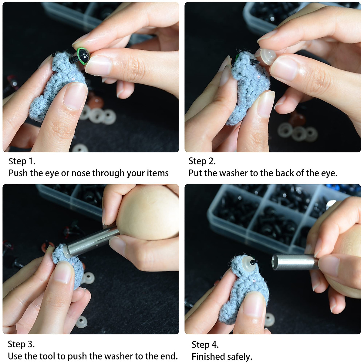 UPTTHOW Auxiliary Tool for Attaching Safety Eyes and Washers, Doll Eyes and Noses for Amigurumi, Bear Eyes Fix Install Utensil for DIY Craft Crochet Making Accessories Supplies