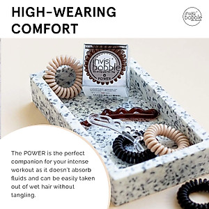 invisibobble Power Traceless Spiral Hair Ties - 3 Pack - Pretzel Brown - Strong Elastic Grip Coil Hair Accessories for Active Women - No Kink, Non Soaking - Gentle for Girls Teens and Thick Hair