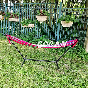GOCAN Brazilian Double Hammock 2 Person Extra Large 220x160cm Total Length 330cm Load 500lb Canvas Cotton Hammock for Patio Porch Garden Backyard Lounging Outdoor and Indoor(Rainbow) XXL
