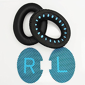 Replacement Ear Cushions for Bose Around Ear 2, AE2, AE2i, QC2, QC15, QC25,QC35, SoundTrue and SoundLink Headphones - NOT Compatible with Bose TP1a Headphones (Black+Blue)