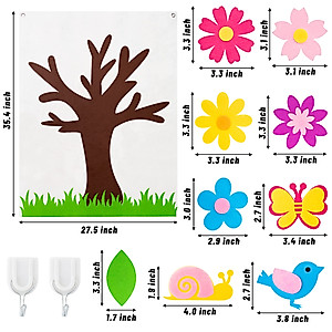 WATINC 49Pcs DIY Spring Tree Felt Board Craft Kit, Flower Leaf Butterfly Snail Bird Detachable Ornaments Spring Party Decoration for Kids, Activity Creative Game Wall Hanging Decor for Home Classroom