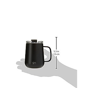 Simple Modern Travel Coffee Mug with Lid and Handle | Reusable Insulated Stainless Steel Coffee Tumbler Tea Cup | Gifts for Women Men Him Her | Voyager Collection | 12oz | Midnight Black