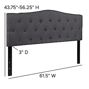 Flash Furniture Cambridge Tufted Upholstered Queen Size Headboard in Dark Gray Fabric