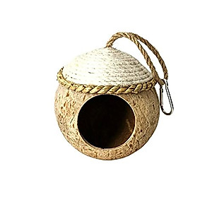 Warm Winter Parrot Toy, Coconut Woven Straw Bird Sleeping Bag, Natural Natural Cage Hut for Cockatiel,Parakeet,Budgies,Lovebird, Parrot Toy Tent House