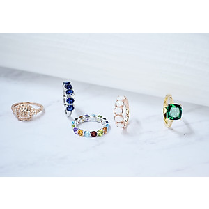 Tirafina 5-Stone Lab-Created Blue Ring with Lab-Created White Sapphires, Sterling Silver, Oval Stones (5x4 mm stone)