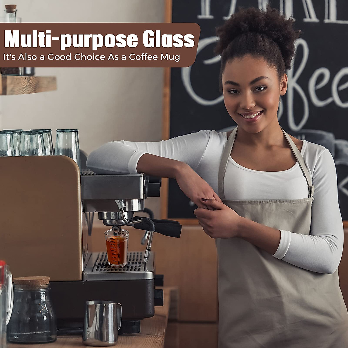 2 Pieces 4 oz Measuring Cup Shot Glass Espresso Shot Glass Liquid Heavy Glass Wine Glass (Black Letters)