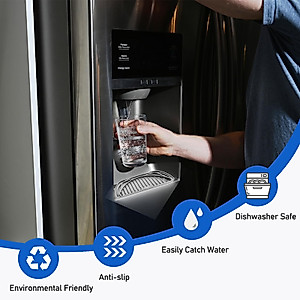 Silicone Refrigerator Drip Catcher Tray - Hvatry Water Dispenser Drip Tray Protection Pad - Anti-Slip, Cuttable, Dishwasher Safe - Keep Your Fridge Clean and Tidy - Black, 2 Packs