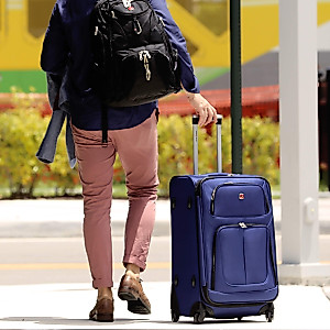 SwissGear Sion Softside Expandable Roller Luggage, Dark Grey, 3-Piece Set (21/25/29)