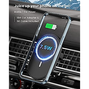 JoyGeek Magnetic Wireless Car Charger, Compatible with Mag-Safe Car Mount Charger for iPhone 14/13/12 Series, Car Air Vent Phone Holder Mount with 18W Car Charger, Black