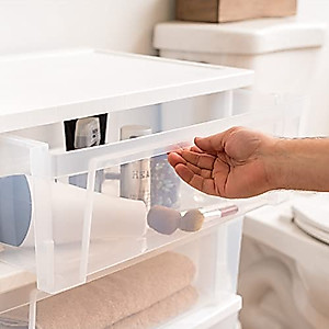 OROXCO 4 Drawer Wide Plastic Storage Tower for Adult or Teen, White and Clear