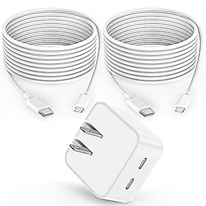 iPhone 14 13 Fast Charger, 40W Dual USB-C Quick Wall Charger[MFi Certified] 2pack 6FT Long Lightning Cable+Double Port Foldable USBC Apple Charger Fast Charging for iPhone 14/13/12/11/XR/XS/SE/iPad