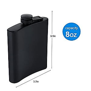 GADIEDIE Flasks 2Pcs Hip Flasks for Liquor for Men 8Oz Matte Black Stainless Steel Leakproof and Funnel,with Never-Lose Metal Cap, Drinking Flasks for Wedding Party Gift Outdoor Activities