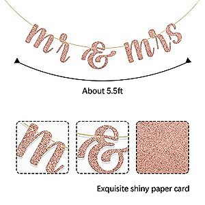 Rose Gold Glitter Mr & Mrs Banner / Bridal Shower Engagement Perfect Wedding Party Supplies / Bachelorette Party Decorations