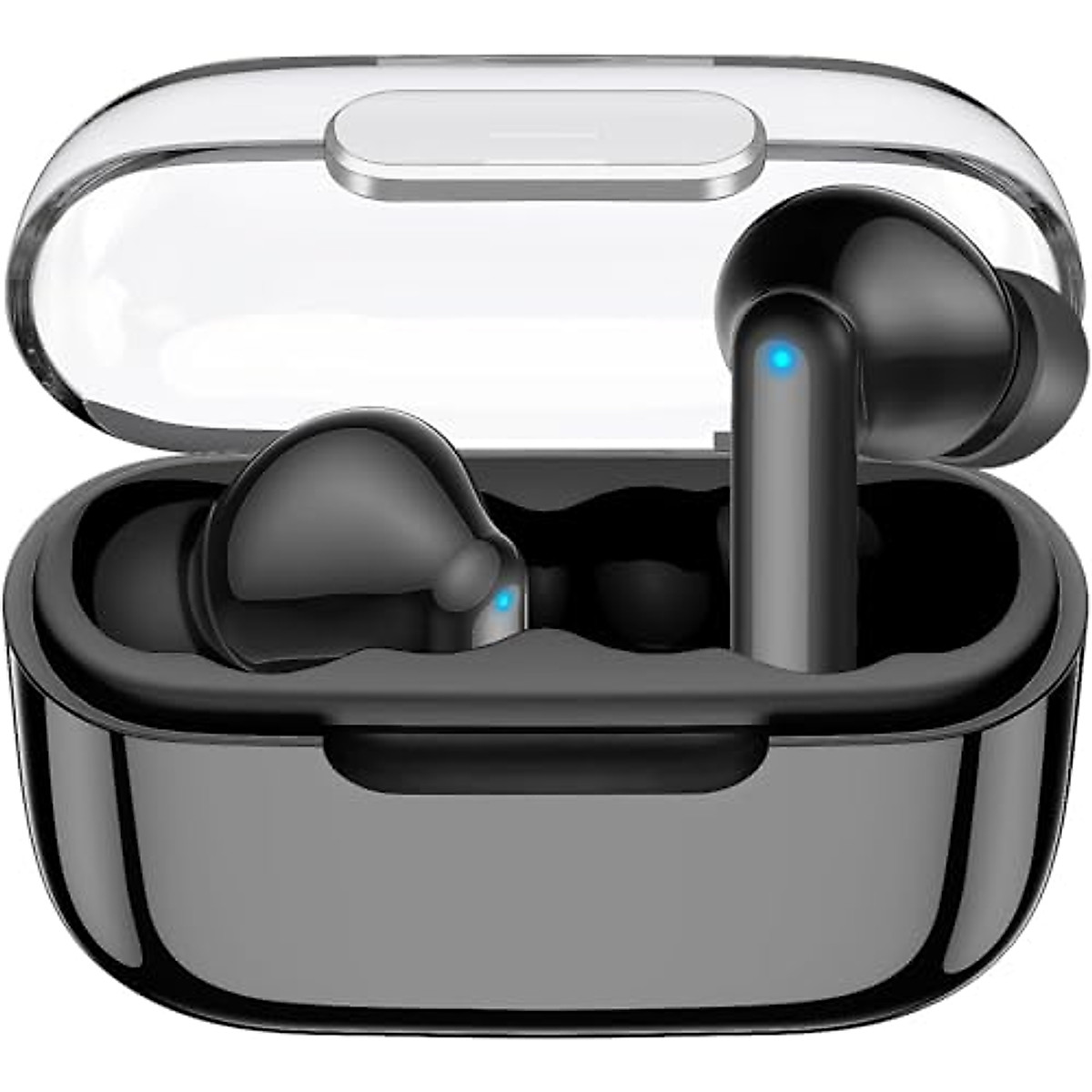 kurdene P3 Wireless Earbuds Bluetooth 5.3 Headphones, Deep Bass Stereo with Microphone Earphones in-Ear, Immersive Premium Sound Ear Buds for iPhone, Android-Clear