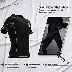 KOMBAT USA Mens Rash Guard Short Sleeve – BJJ Rash Guard for Men | Jiu Jitsu Rash Guard Men | Rash Guard for Boys (as1, Alpha, m, Regular, Regular, Black)